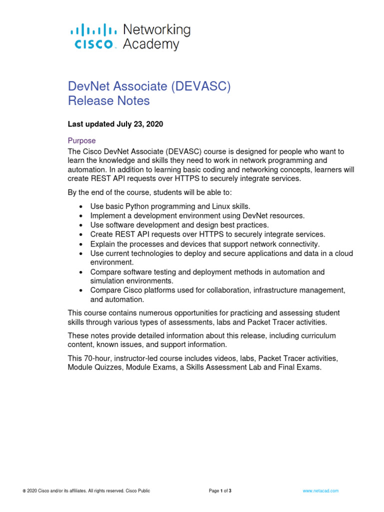 DEVASC v1 Release Notes | PDF | Computer Engineering | Software Engineering