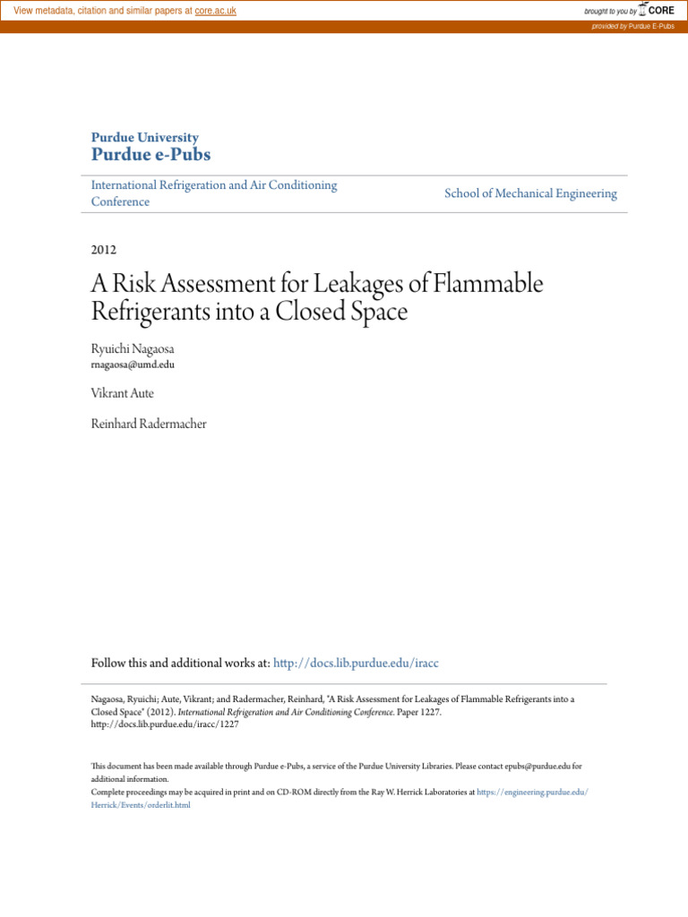 A Risk Assessment For Leakages of Flammable | PDF | Chlorofluorocarbon ...