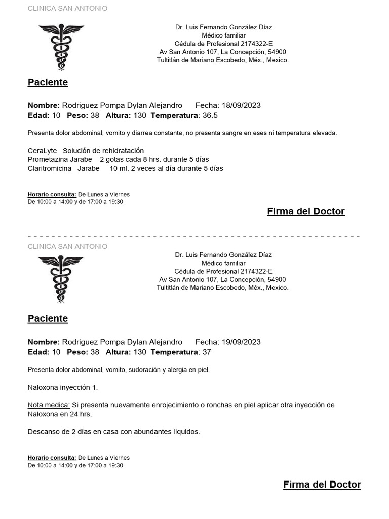 Formato de Receta Medica Word | PDF