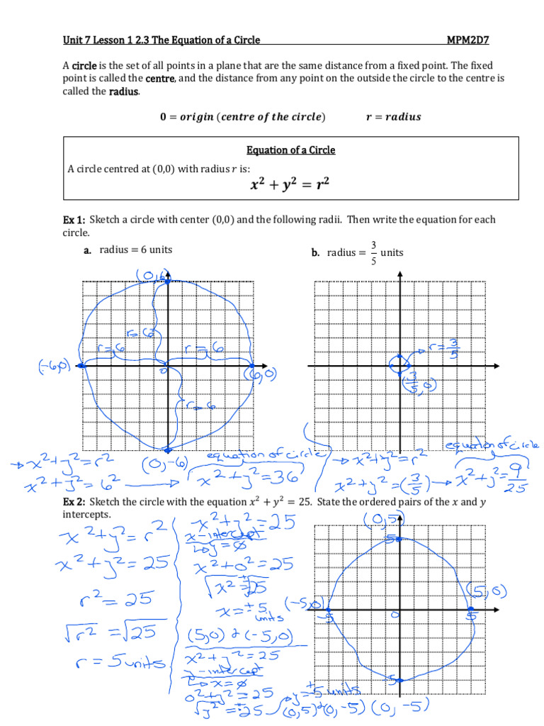 Understanding Circle Equations | PDF | Teaching Methods & Materials