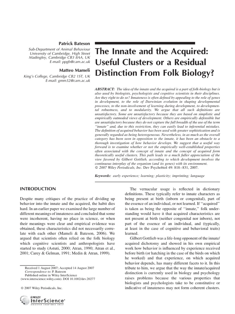 Innate and Acquire | PDF