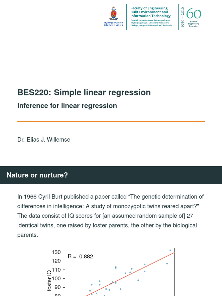 BES220 - Theme 5 Linear Regression - Lecture 5 Inference - Slides | PDF ...