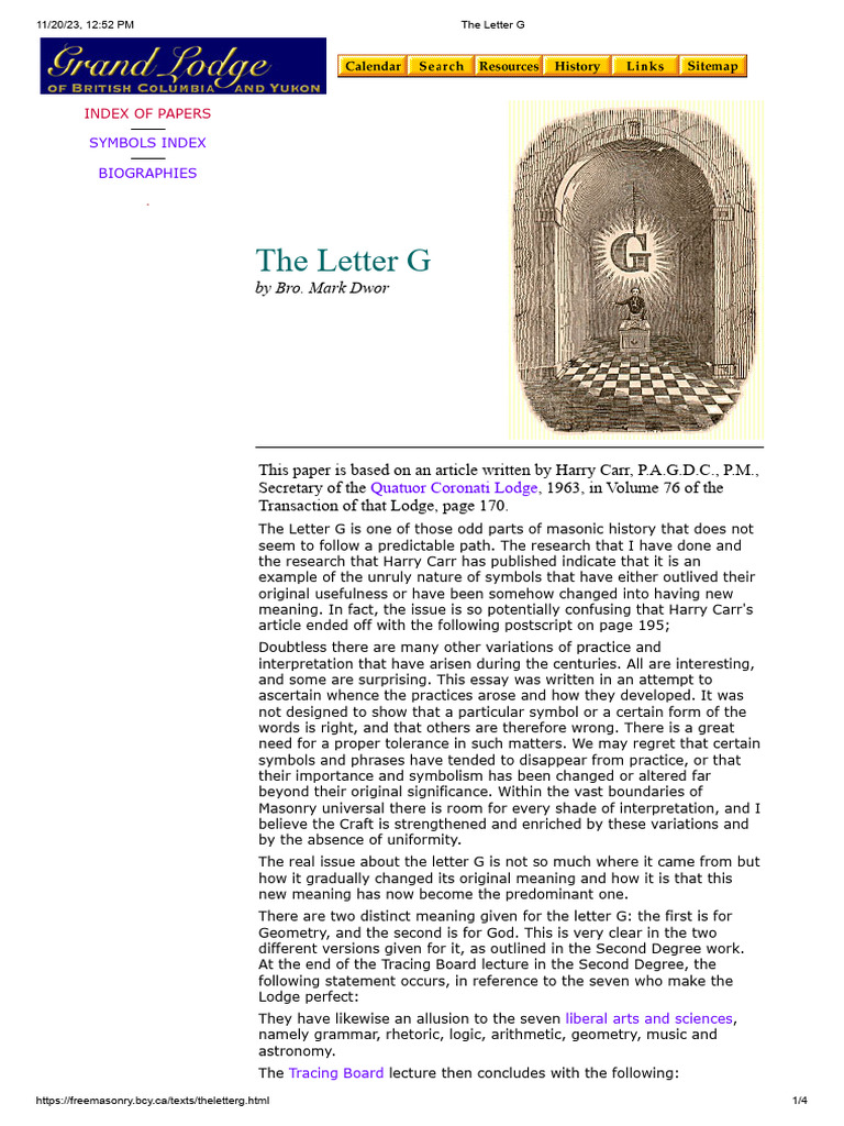 Meaning of the Letter G in Freemasonry | PDF