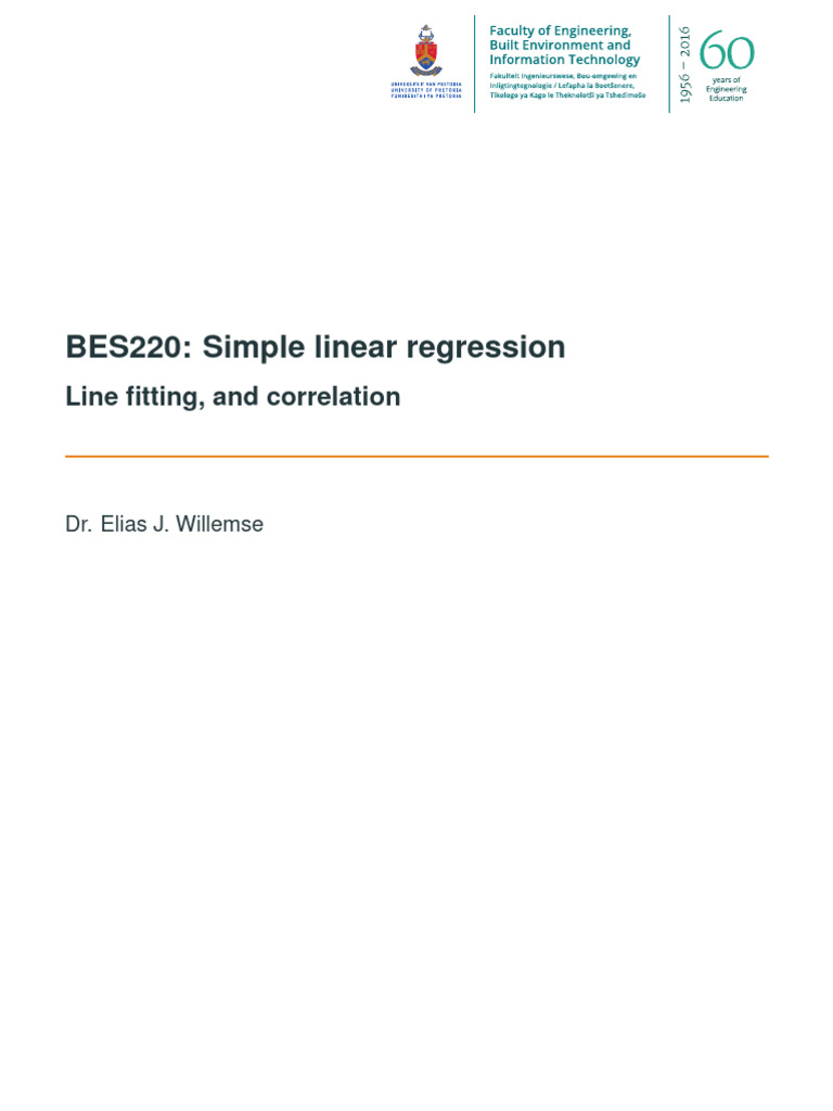 BES220 - Theme 5 Linear Regression - Lecture 2 Line Fitting and ... BES220 - Theme 5 Linear Regression - Lecture 2 Line Fitting and ...