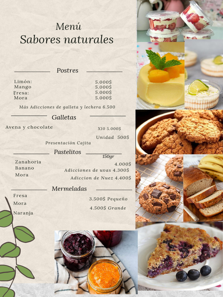 Menú vertical elegante moderno simple con foto en blanco y cafe | PDF