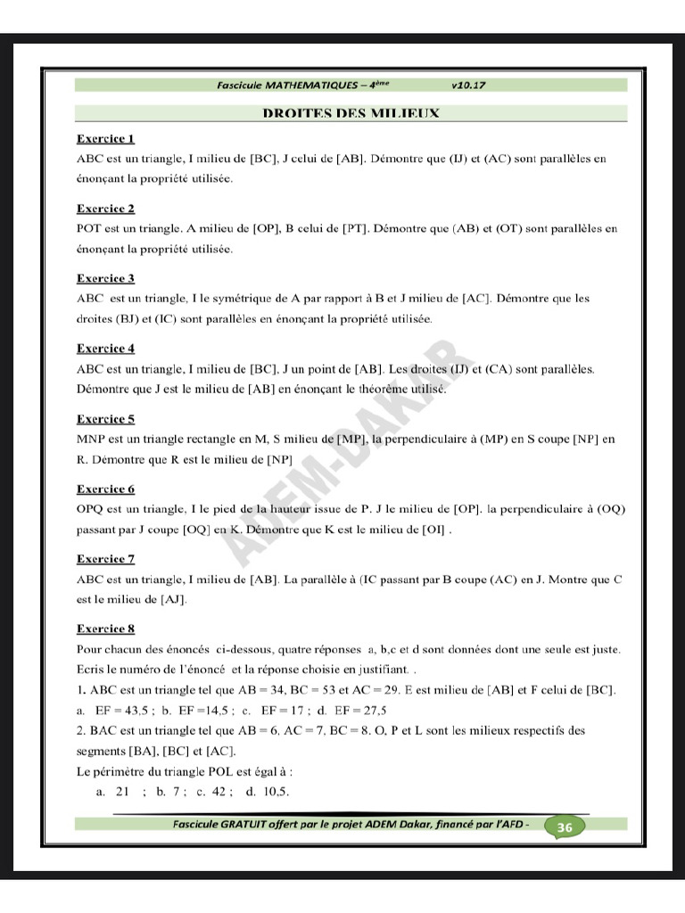 Fascicule Math | PDF
