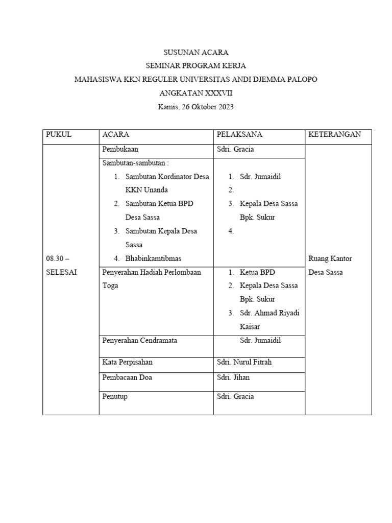 Susunan Acara Seminar-1 | PDF