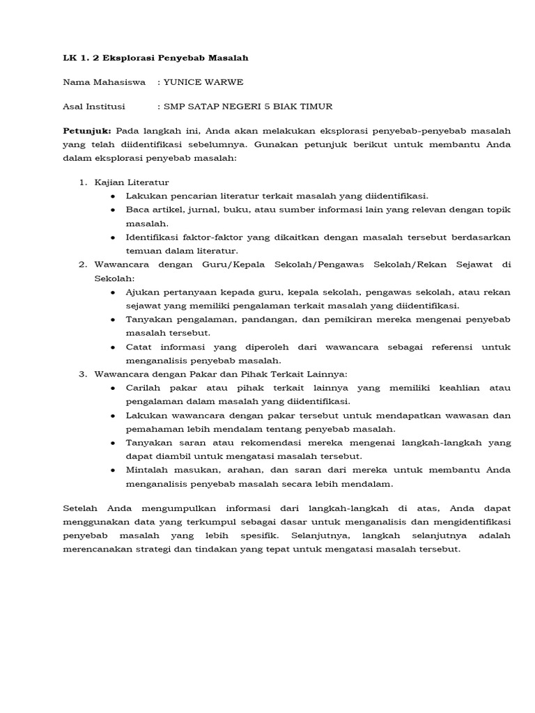 Explorasi Penyebab Masalah | PDF