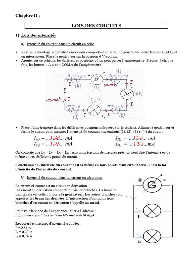 ChapitreVI Lois des circuits (1) | PDF