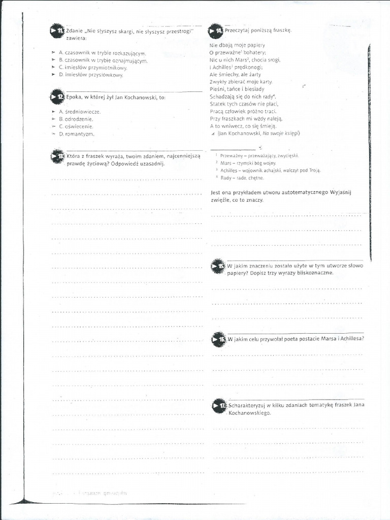 Jan Kochanowski, Powt. 4 | PDF