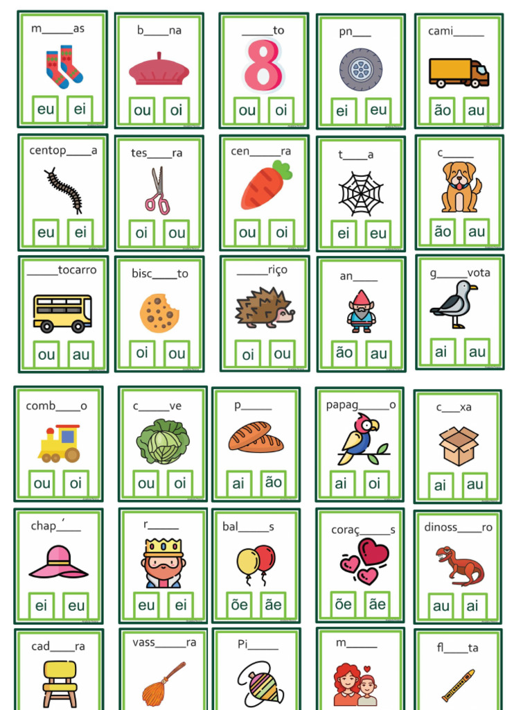Cartões Ditongos | PDF