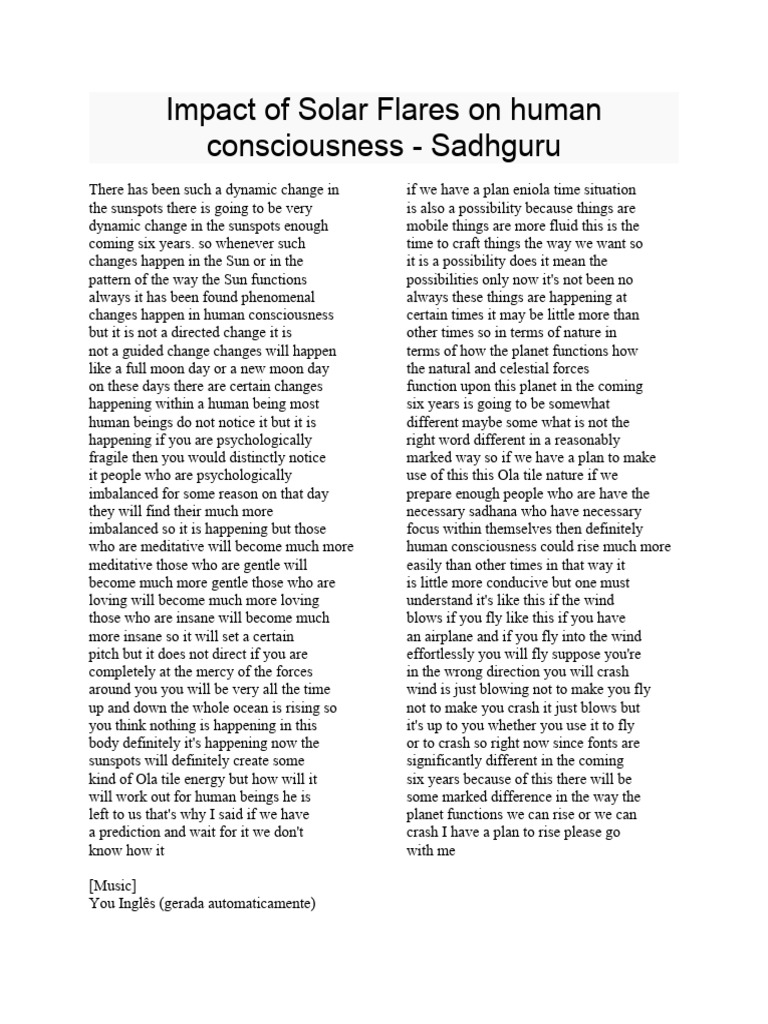 Impact of Solar Flares On Human Consciousness | PDF | Consciousness ...