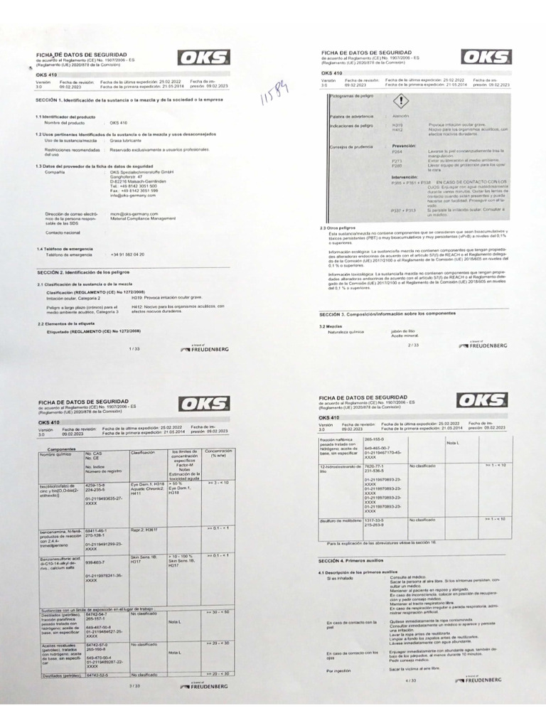 Grasa de Larga Duracion para Alta Presion (Env. 5 Kilos) Oks 410 - 02.2023 | PDF