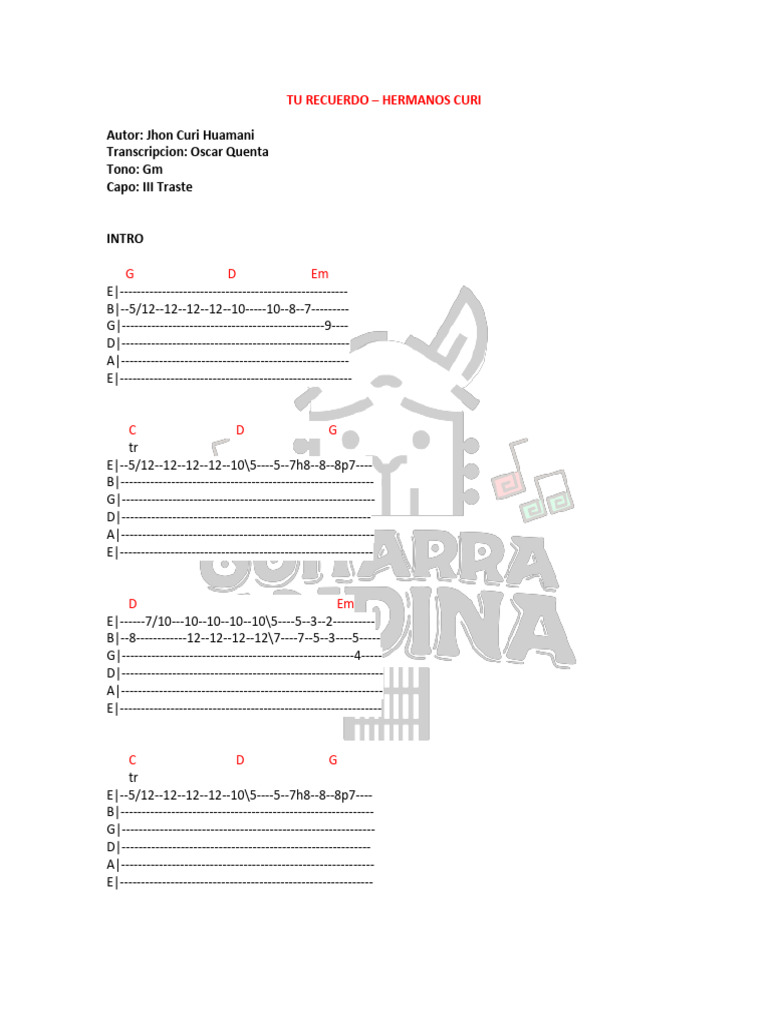 Tu Recuerdo Tab | PDF