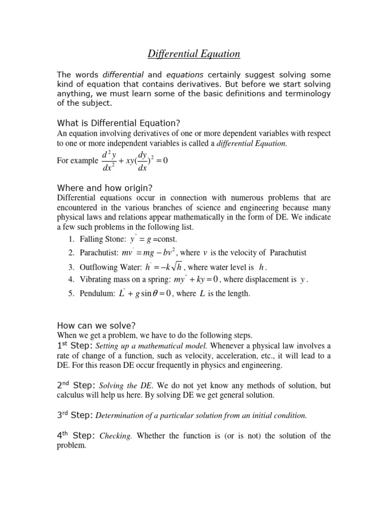 Definition of DE | PDF | Differential Equations | Equations