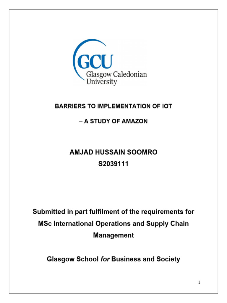 Barriers To Implementation of IOT - (CH 1-3 Draft) | PDF