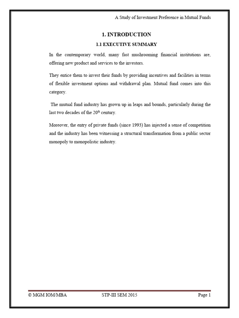 Mutual Fund Project | PDF | Investment Fund | Mutual Funds