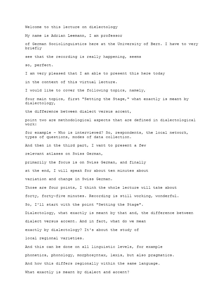 Adrian Leemann - Dialectology | PDF | Dialectology | Human Communication