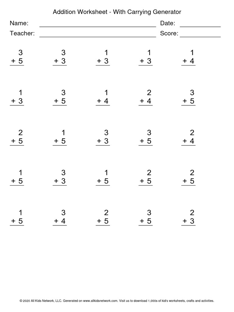 Addition-Worksheet 1adrl 1 1adru 3 1adni 2 2adrl 3 2adru 5 2adni 2 A 2 ...