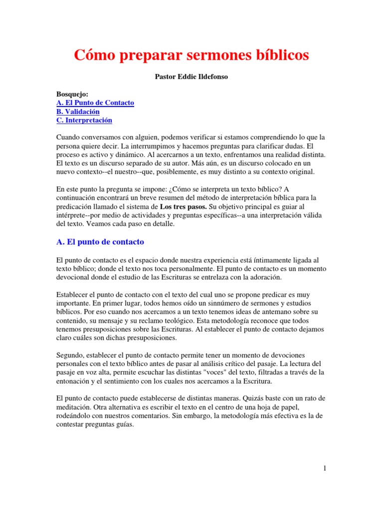 Cómo Preparar Sermones Bíblicos | PDF