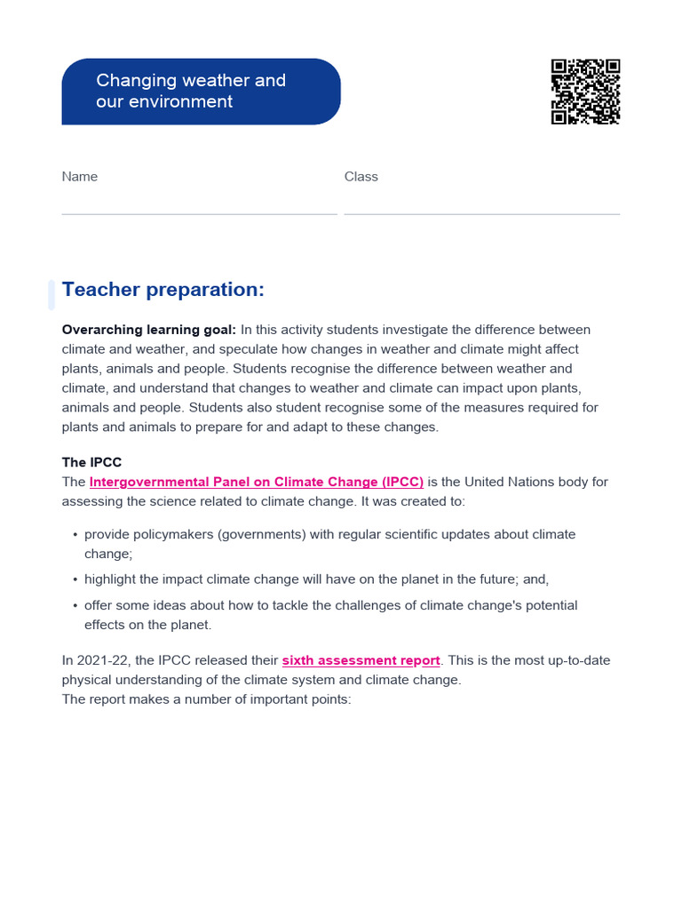 Changing Weather and Our Environment - Lesson Plan | Download Free PDF ...
