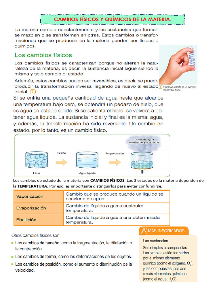 Clase - Cambios Físicos y Químicos de La Materia | PDF | Importar | Química