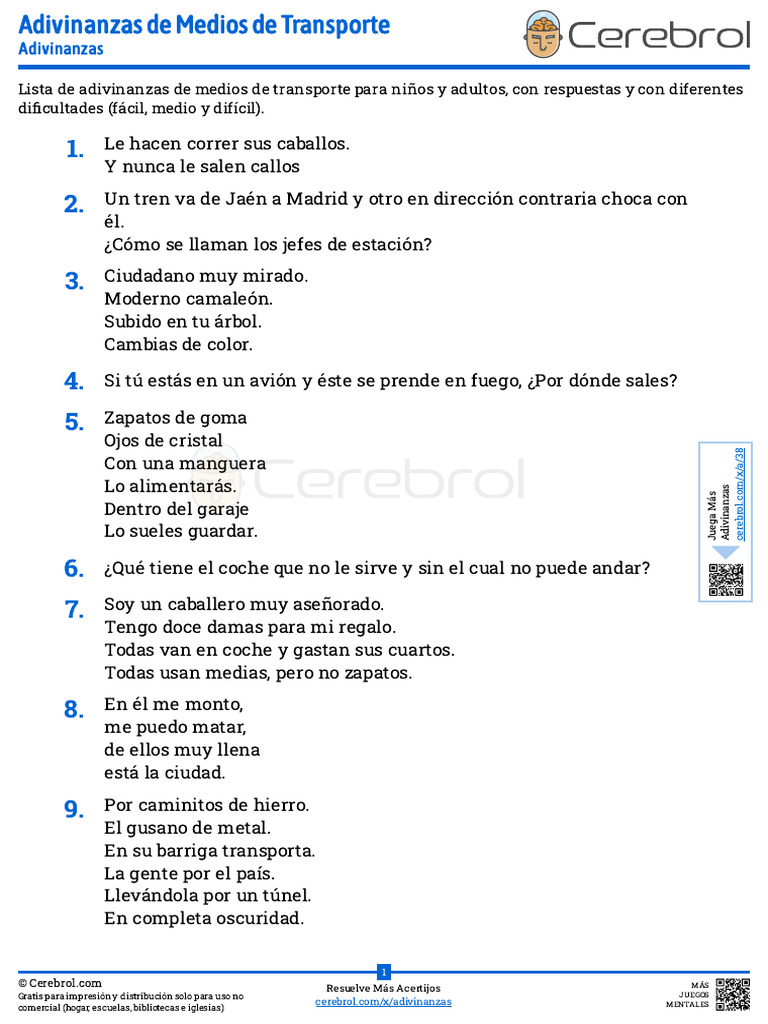 adivinanzas-de-medios-de-transporte | PDF | Transporte