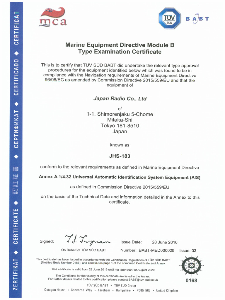 JHS 183 MED Cert IEC 62288 | PDF