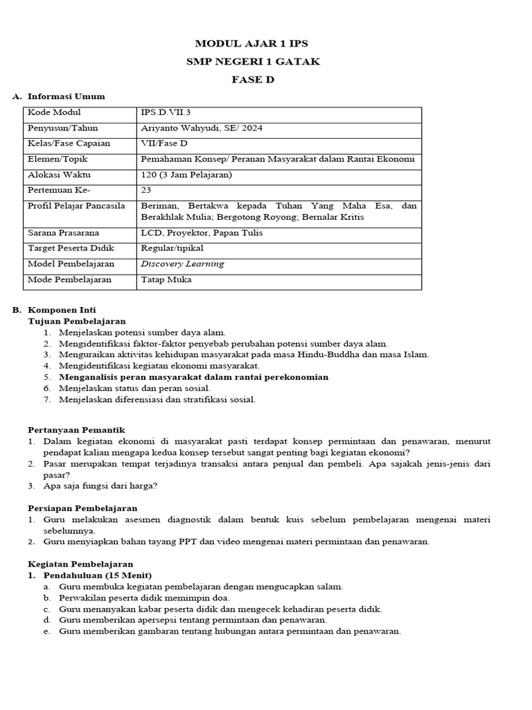 Ips SMP Kelas Vii - Modul Ajar 3.6 (Bab 3) | PDF