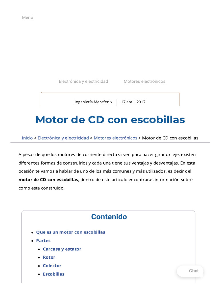 Motor de CD con Escobillas: Componentes y Uso | PDF | Motor eléctrico ...