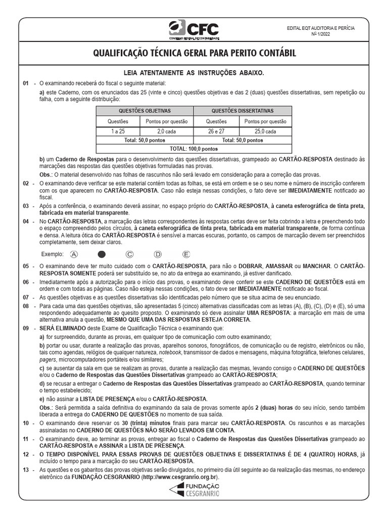 cfc0122 Prova Pericia | PDF | Contabilidade | Opção (finanças)