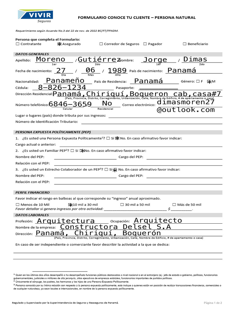 Formulario Conoce Tu Cliente PN APADEA VIVIR | PDF