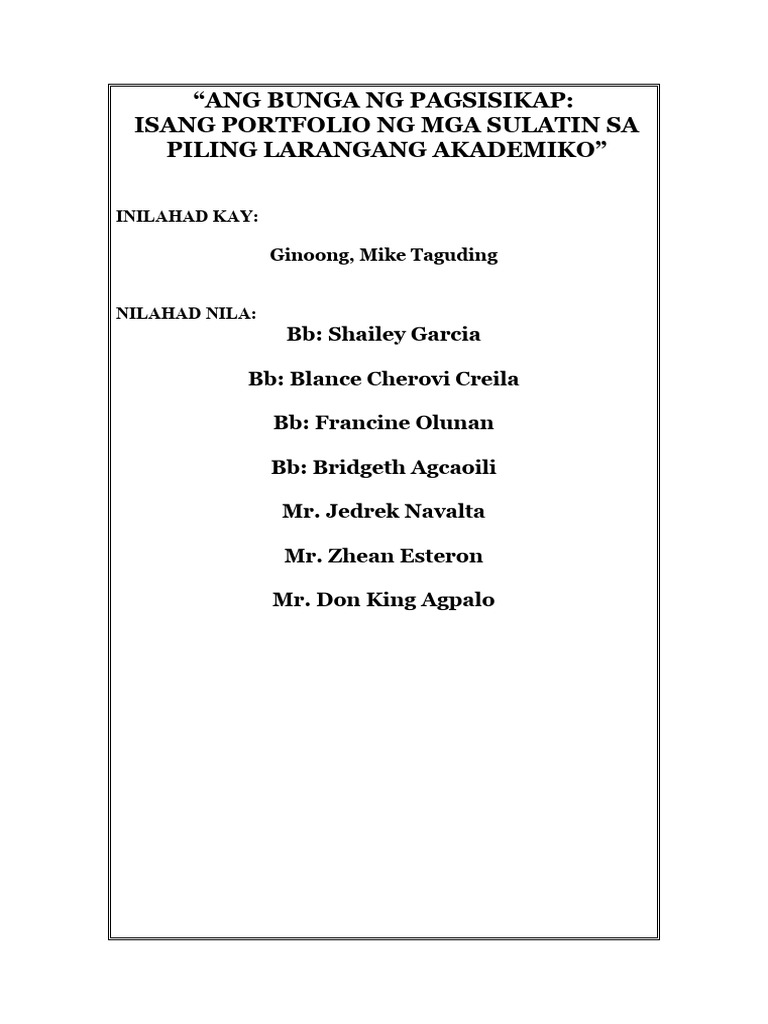 Ang Bunga NG Pagsisikap | PDF