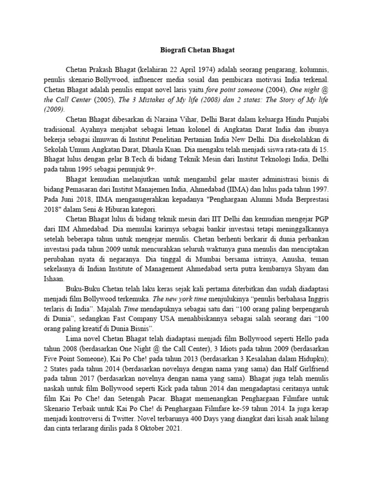 Biografi Chetan | PDF | Ilmu Sosial