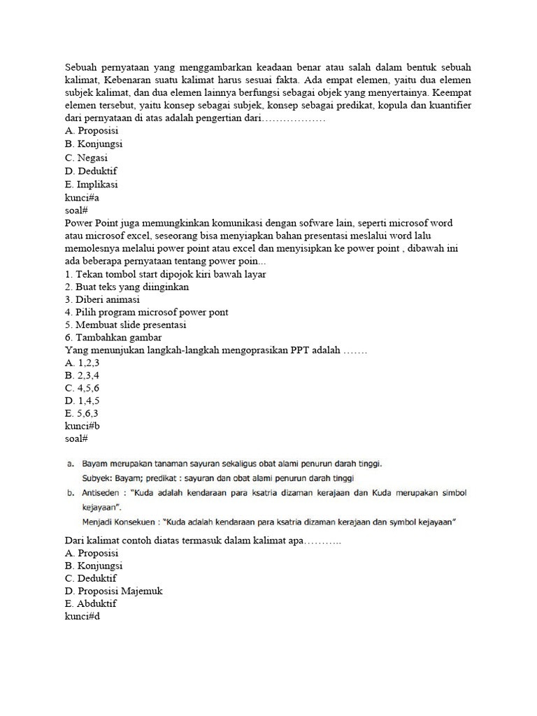 Latihan SOAL INFORMATIKA KELAS X GASAL 2021 | PDF