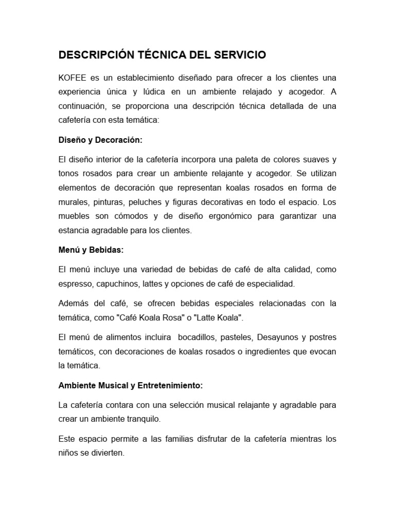 Descripción Técnica Del Servicio | Descargar gratis PDF | Comida y ...