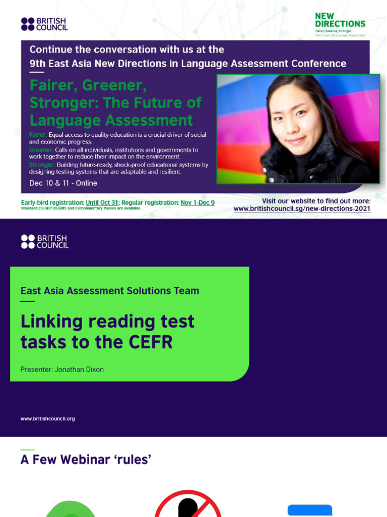 Assessment Workshop Linking Reading Test Tasks To Cefr | PDF | Reading ...