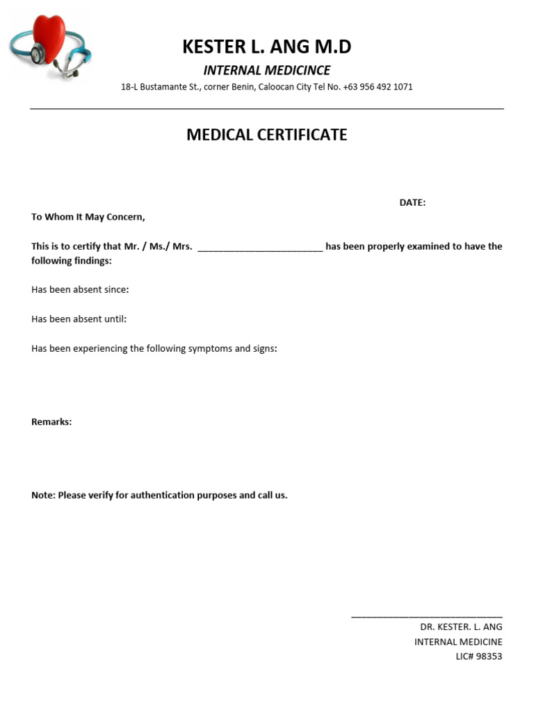 Clinic Medcert Empty | PDF