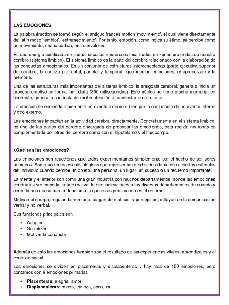 Las Emociones Pdf Las Emociones Cerebro