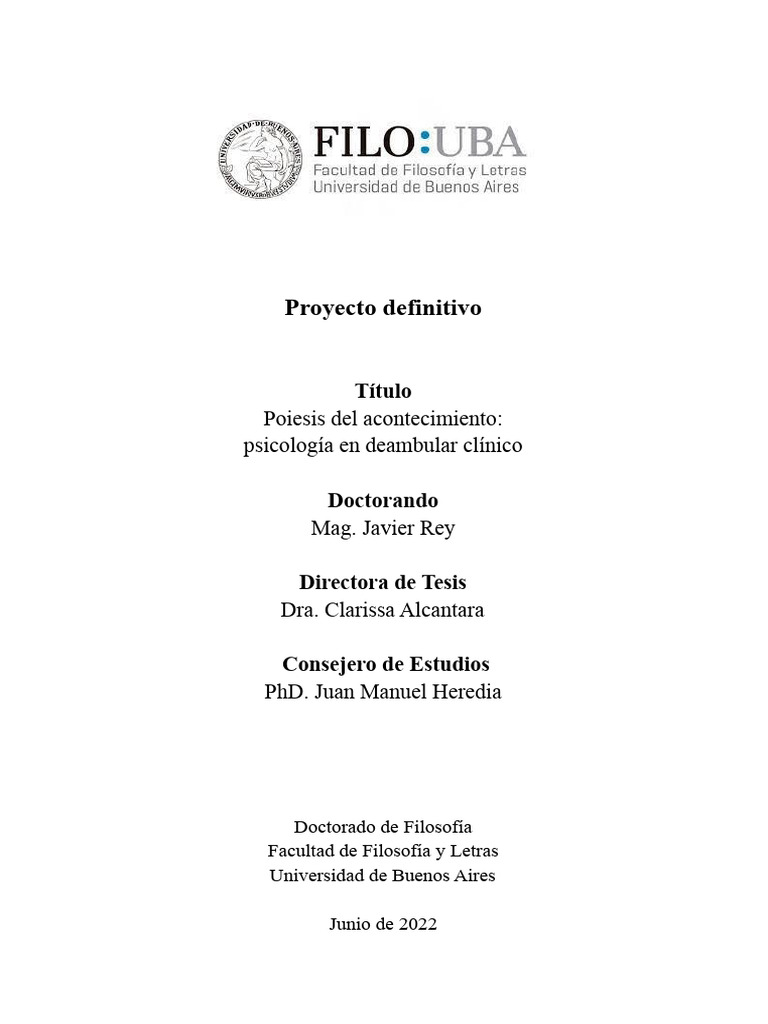 2022 Proyecto Definitivo Rey Javier | PDF | Sicología | Pensamiento