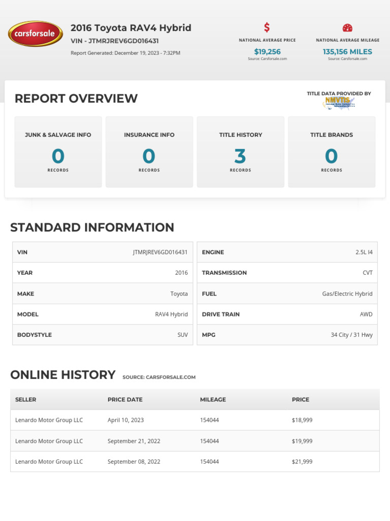 2016 Toyota Rave4 Hybrid | PDF