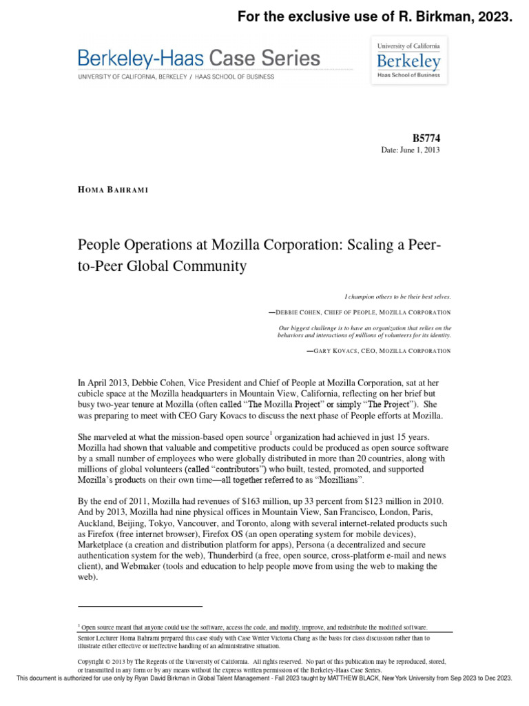 People Ops at Mozilla Corporation - 1 | PDF