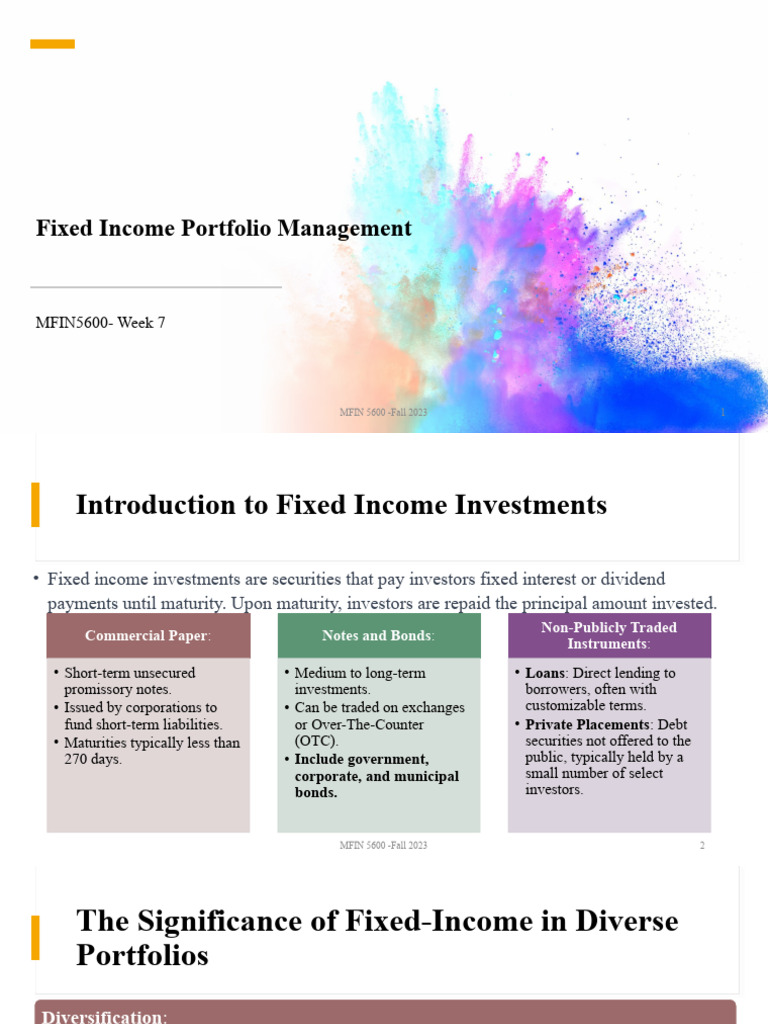 MFIN5600 - Week7 - Fixed Income Portfolio Management | PDF | Fixed ...