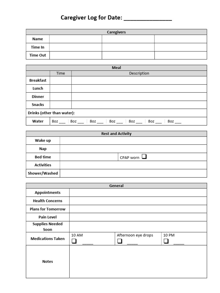 Caregiver Activity Log | PDF