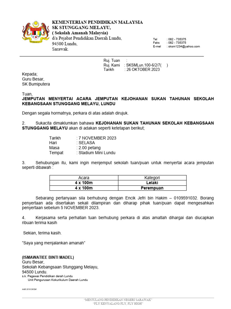 SURAT JEMPUTAN ACARA JEMPUTAN | PDF