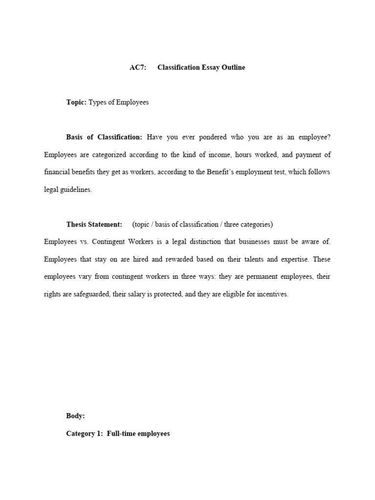 Classification Outline Template - E | PDF | Employment | Working Time