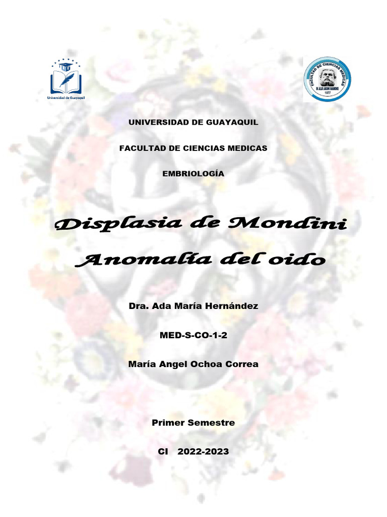 Displasia de Mondini: Diagnóstico y Tratamiento | PDF | Escuchando | Oído
