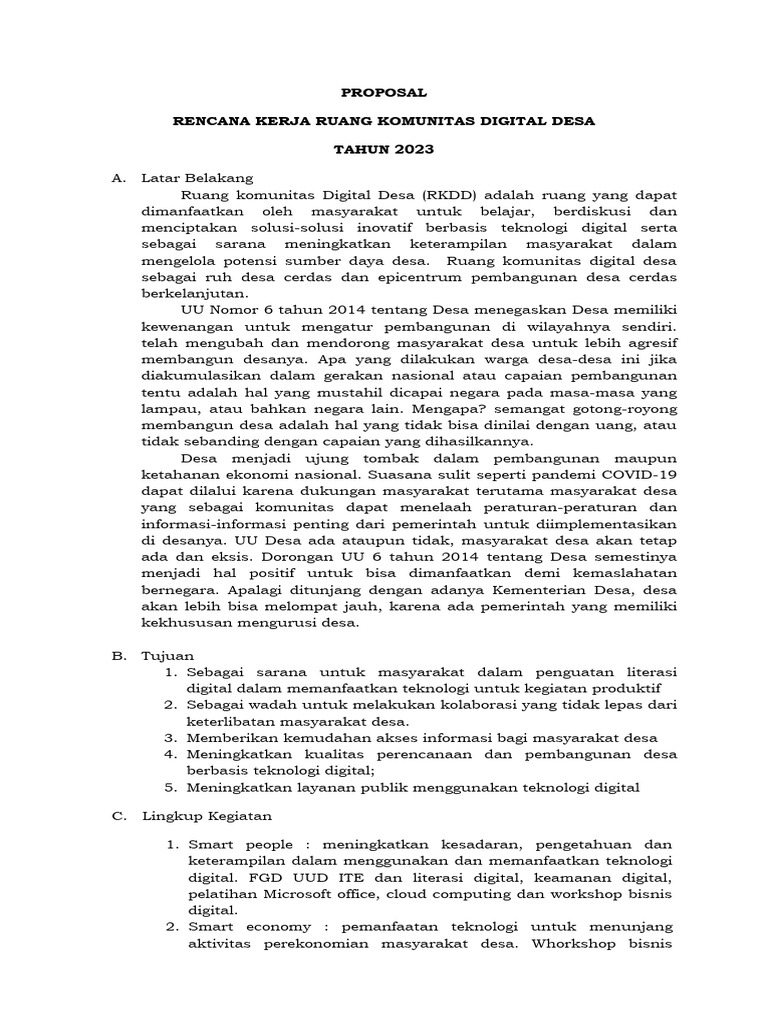Format Proposal Rencana Kegiatan RKDD | PDF