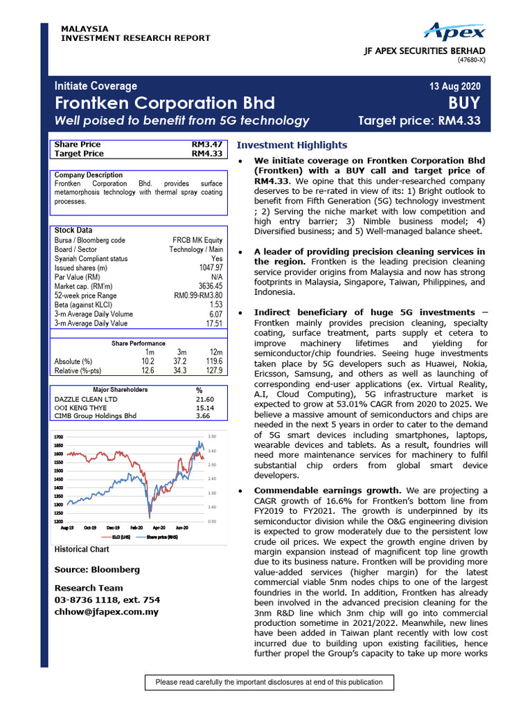 Frontken Corp: 5G Investment Insights | PDF | Dividend | Stocks