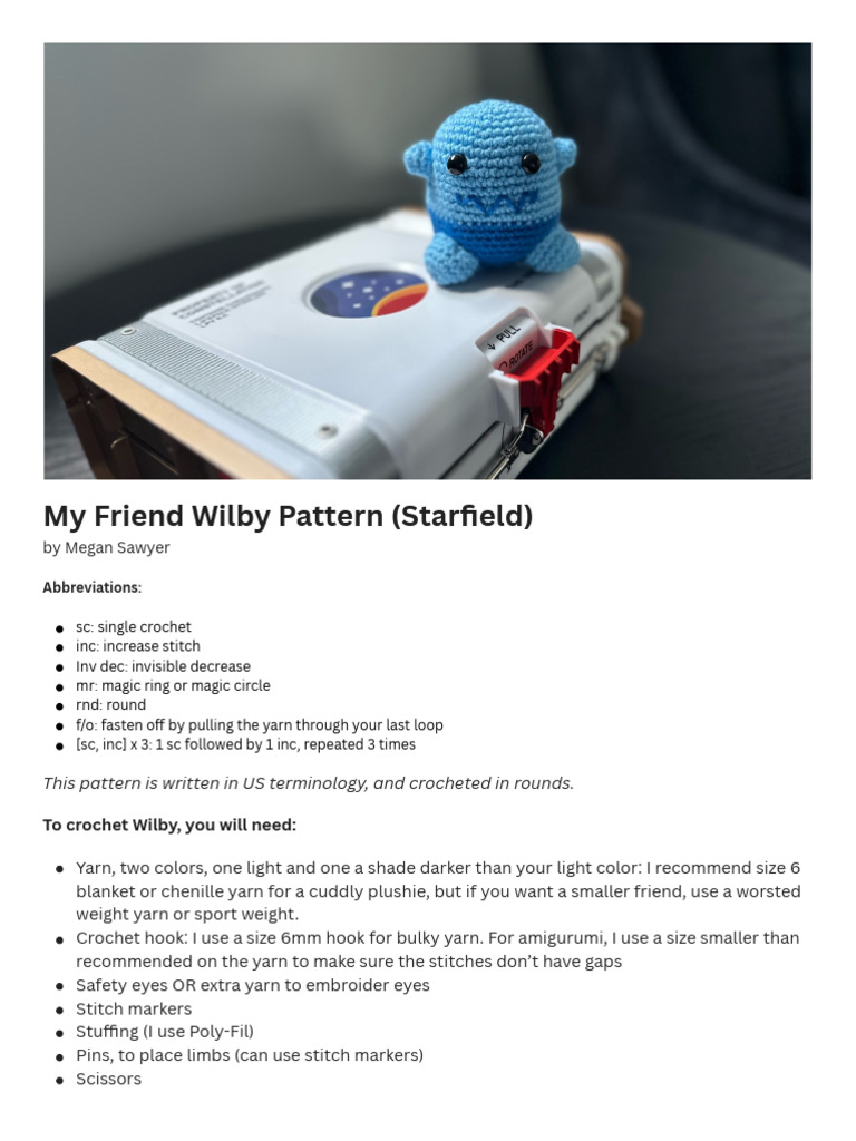 My Friend Wilby Pattern Starfield | PDF | Crochet | Yarn
